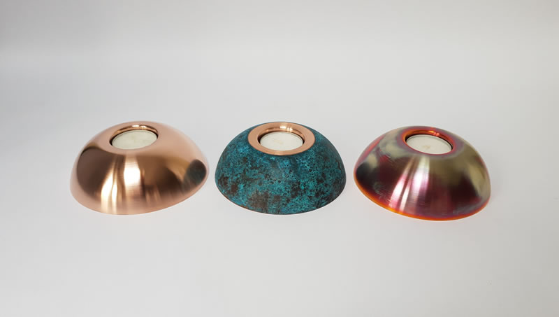Handmade Solid Copper Tea Light Holder - Spin360°